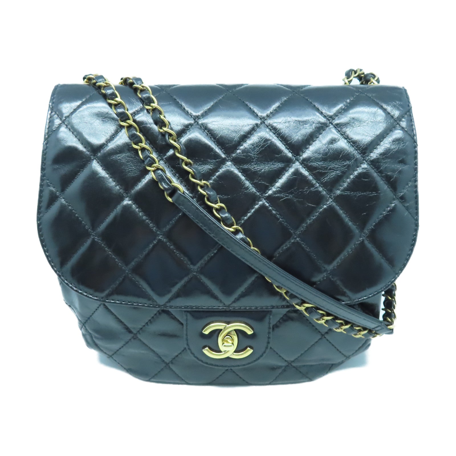 CHANEL 菱格牛皮皮革Chain Shoulder金扣鏈帶肩背袋黑色 – Brand Off Hong Kong Online Store
