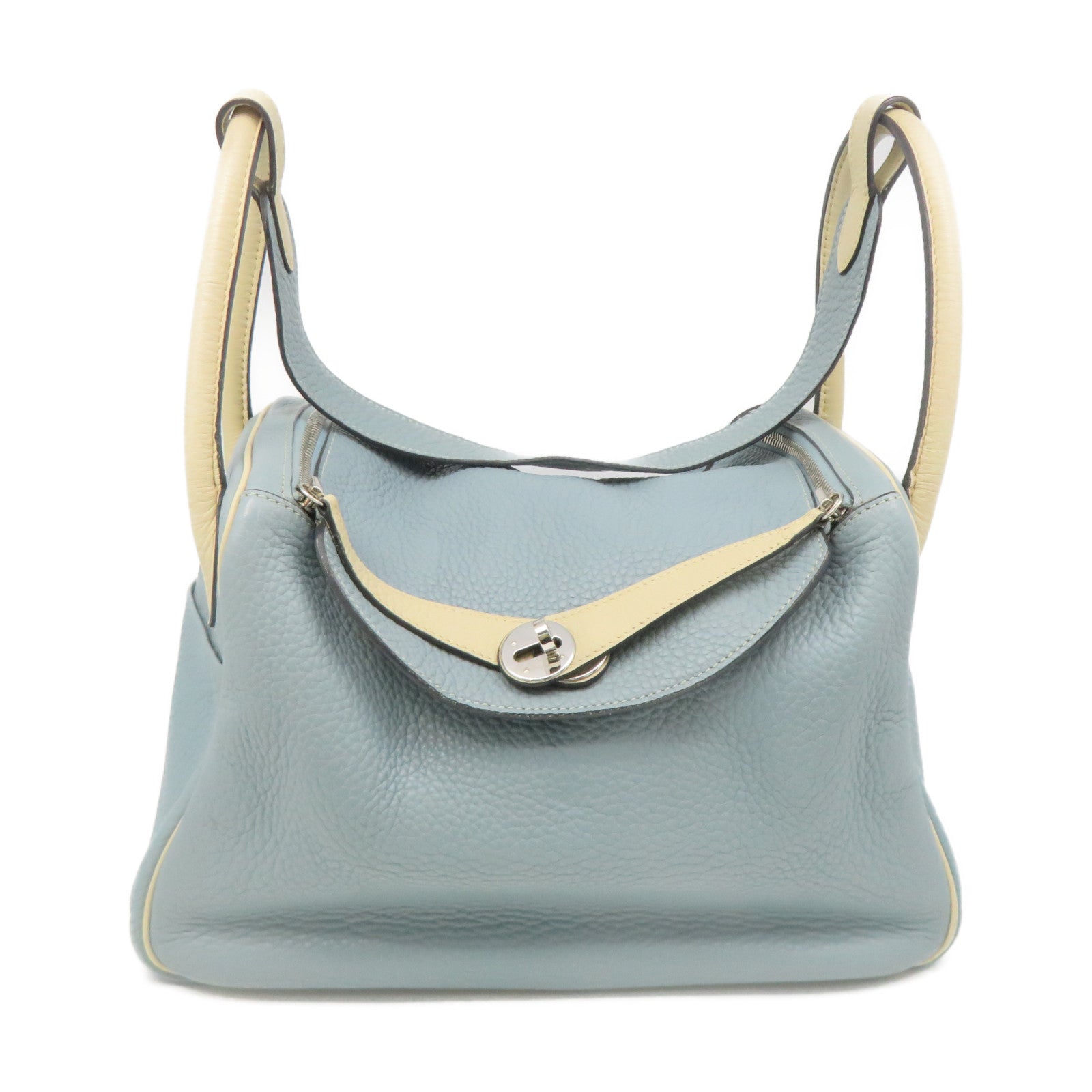HERMES Clemence皮革Lindy 30 Shoulder Bag銀扣肩背袋Ciel/Parchemin米白色/藍色 – Brand ...