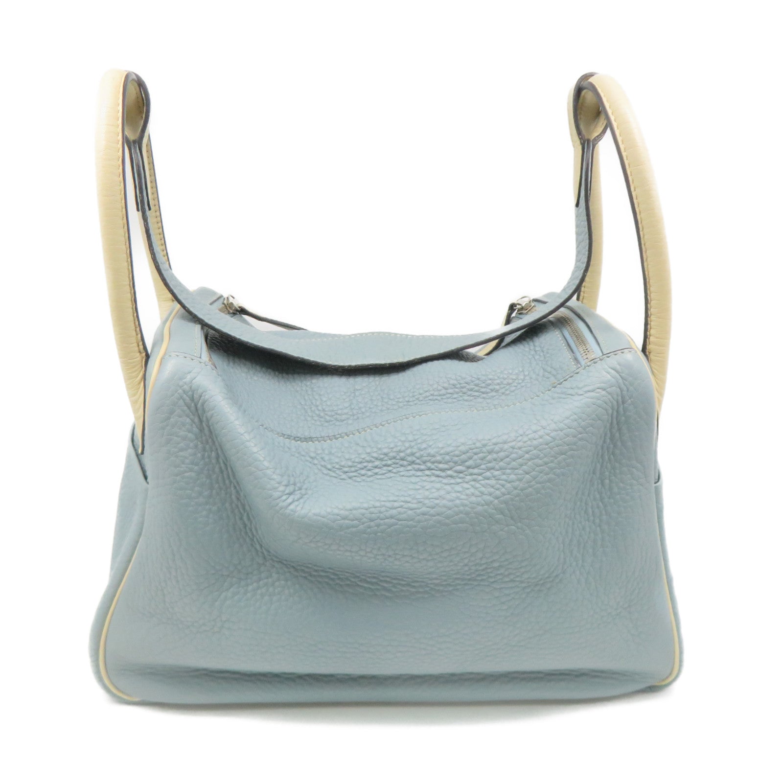 HERMES Clemence皮革Lindy 30 Shoulder Bag銀扣肩背袋Ciel/Parchemin米白色/藍色 – Brand ...