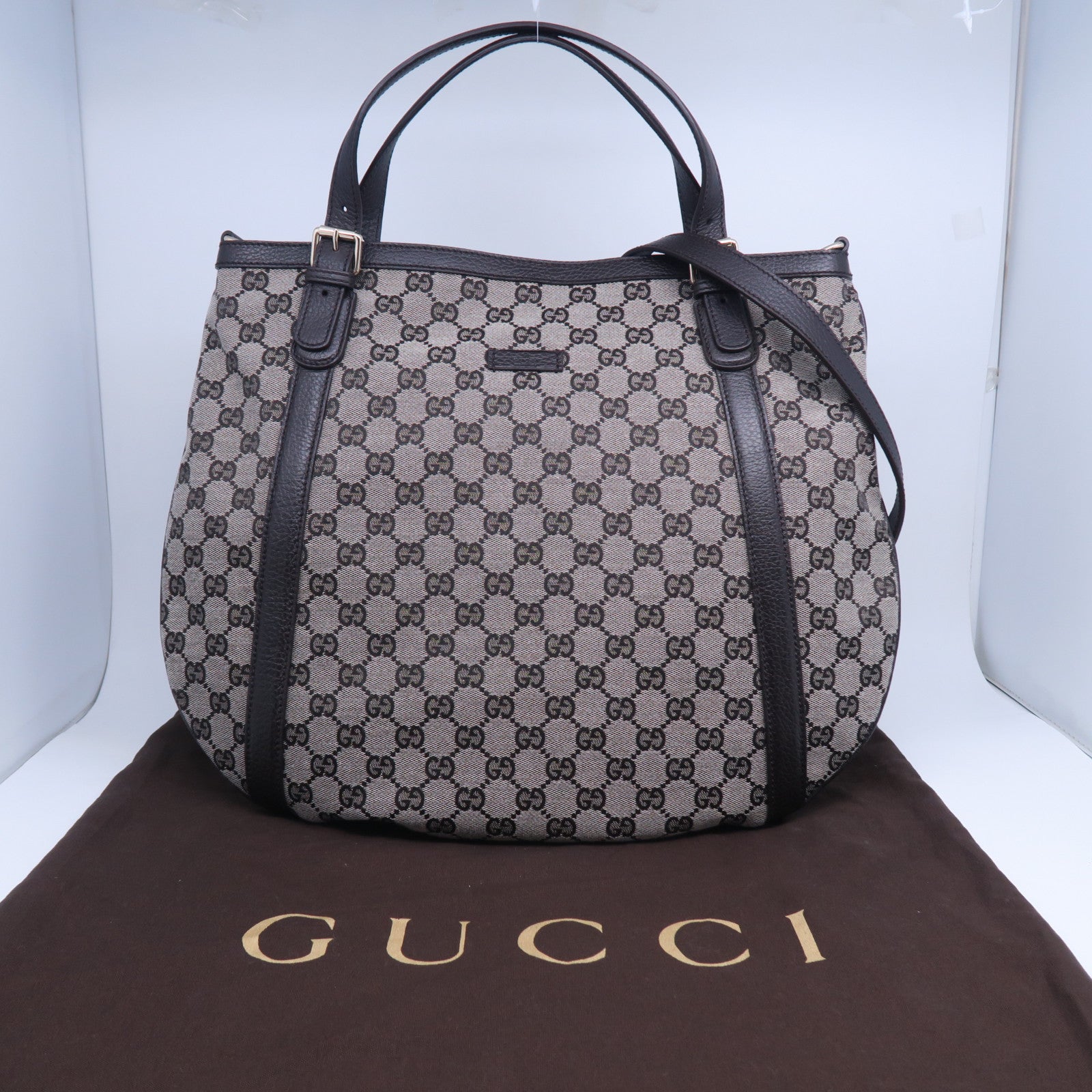 GUCCI 帆布2 Way Shoulder Bag銀扣手挽肩背兩用啡色 – Brand Off Hong Kong Online Store