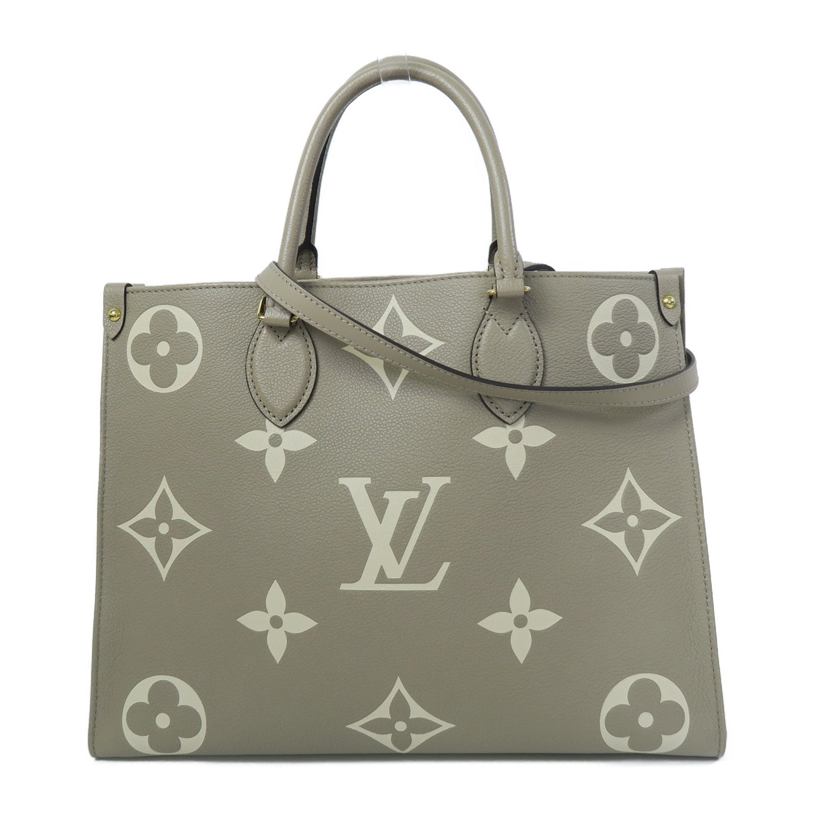 LOUIS VUITTON Monogram Empreinte OnTheGo MM金扣手挽肩背兩用袋斑鳩灰色/奶油色 – Brand ...