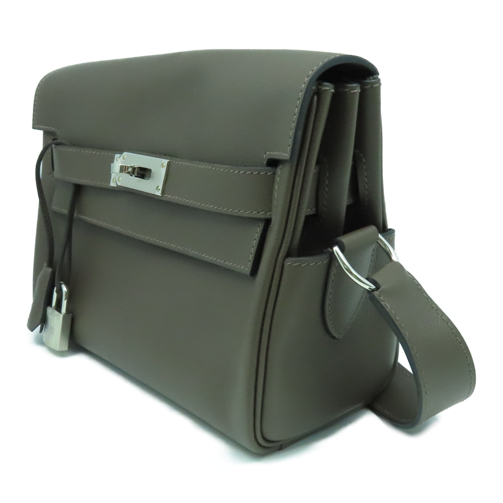 HERMES Evercolor皮革Kelly Messenger PM銀扣肩背袋Ecorce樹皮色 – Brand Off Hong ...