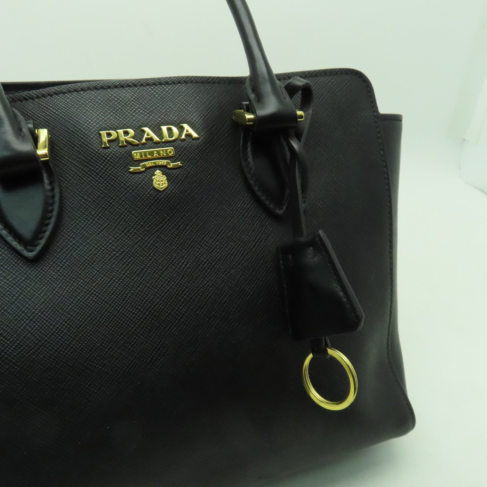 PRADA 牛皮皮革2 Way Shoulder金扣手挽肩背兩用袋黑色 – Brand Off Hong Kong Online Store