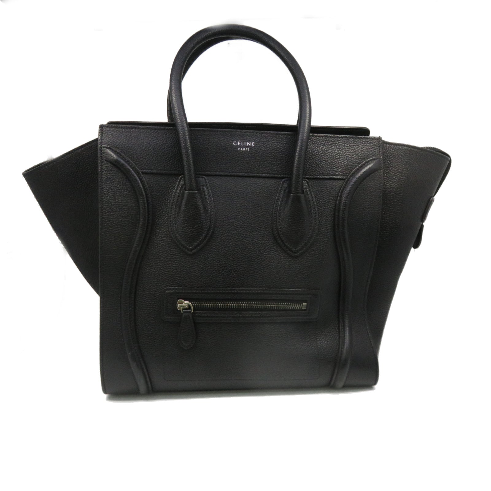 CELINE Cowhide Leather Mini Luggage Handle Bag Black – Brand Off Hong ...