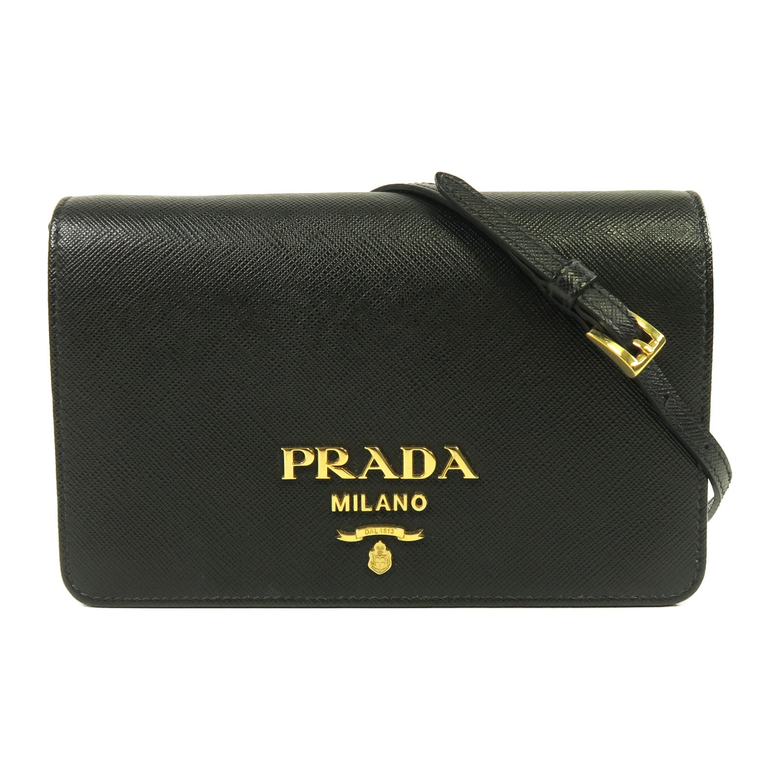 PRADA 牛皮皮革Shoulder Bag金扣肩背袋黑色 – Brand Off Hong Kong Online Store