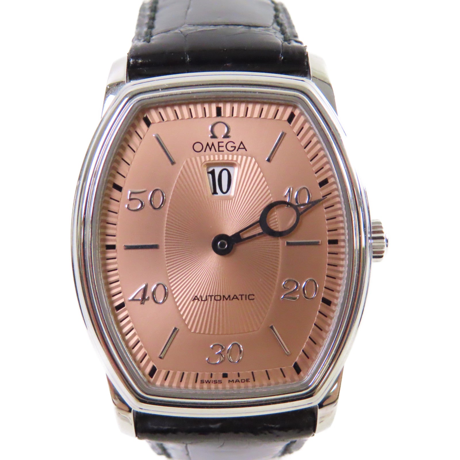 OMEGA Jump Hour Watch不鏽鋼/鱷魚皮革帶自動機芯手錶粉紅色/黑色 – Brand Off Hong Kong Online ...