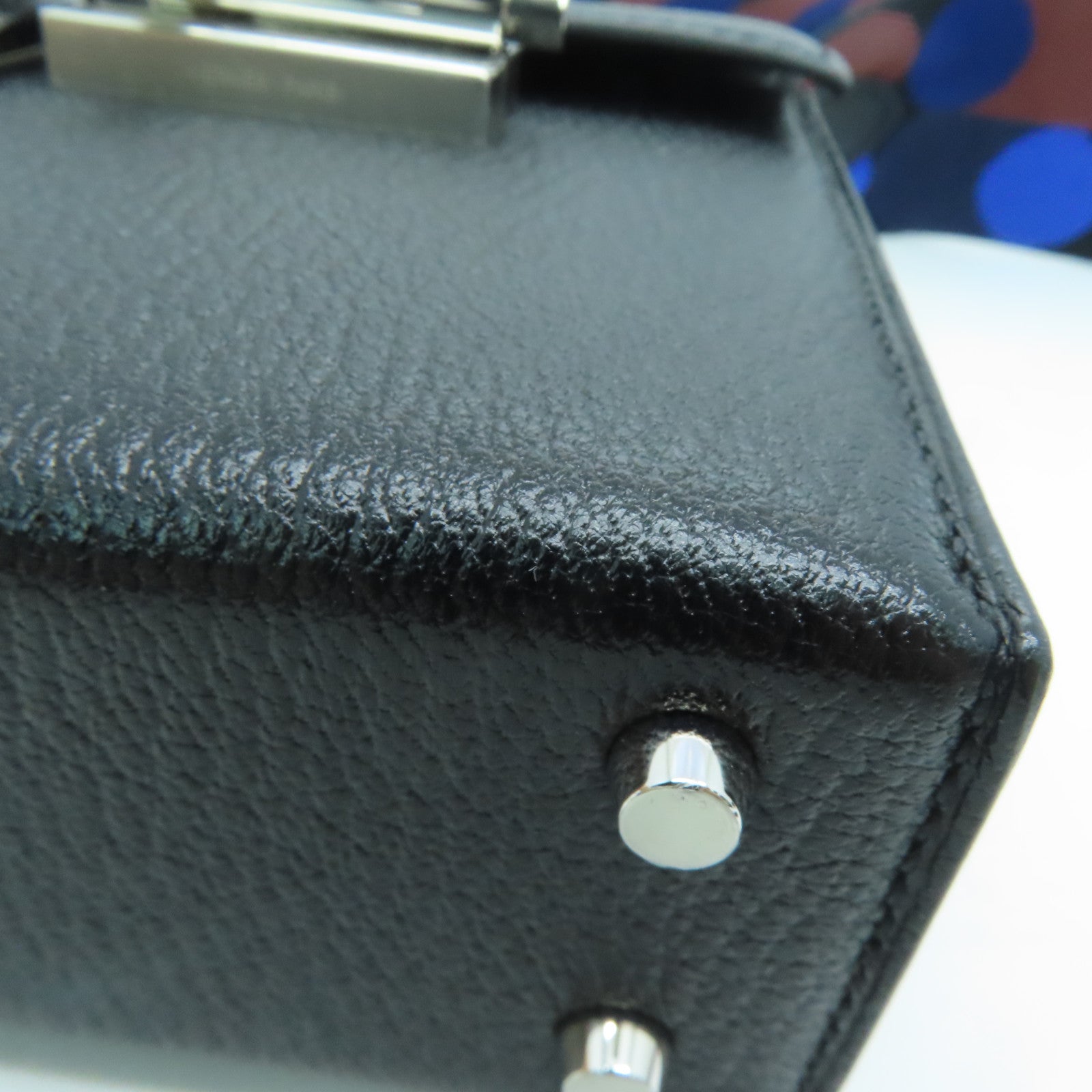 HERMES Chevre Leather Verrou Mini Silver Buckle Shoulder Bag Black ...