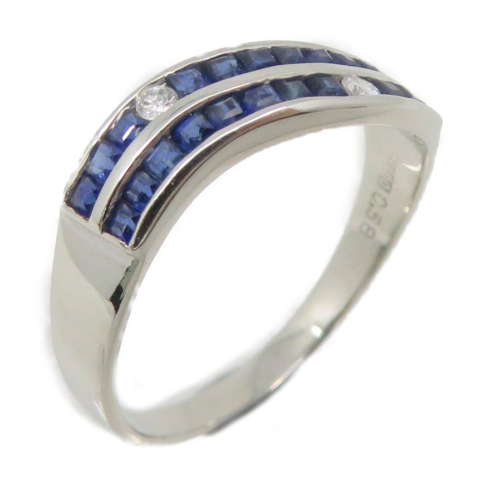 JEWELRY PT900鉑金/0.58ct藍寶石/0.04ct鑽石Sapphire Ring戒指US#6.75 – Brand Off Hong Kong Online Store
