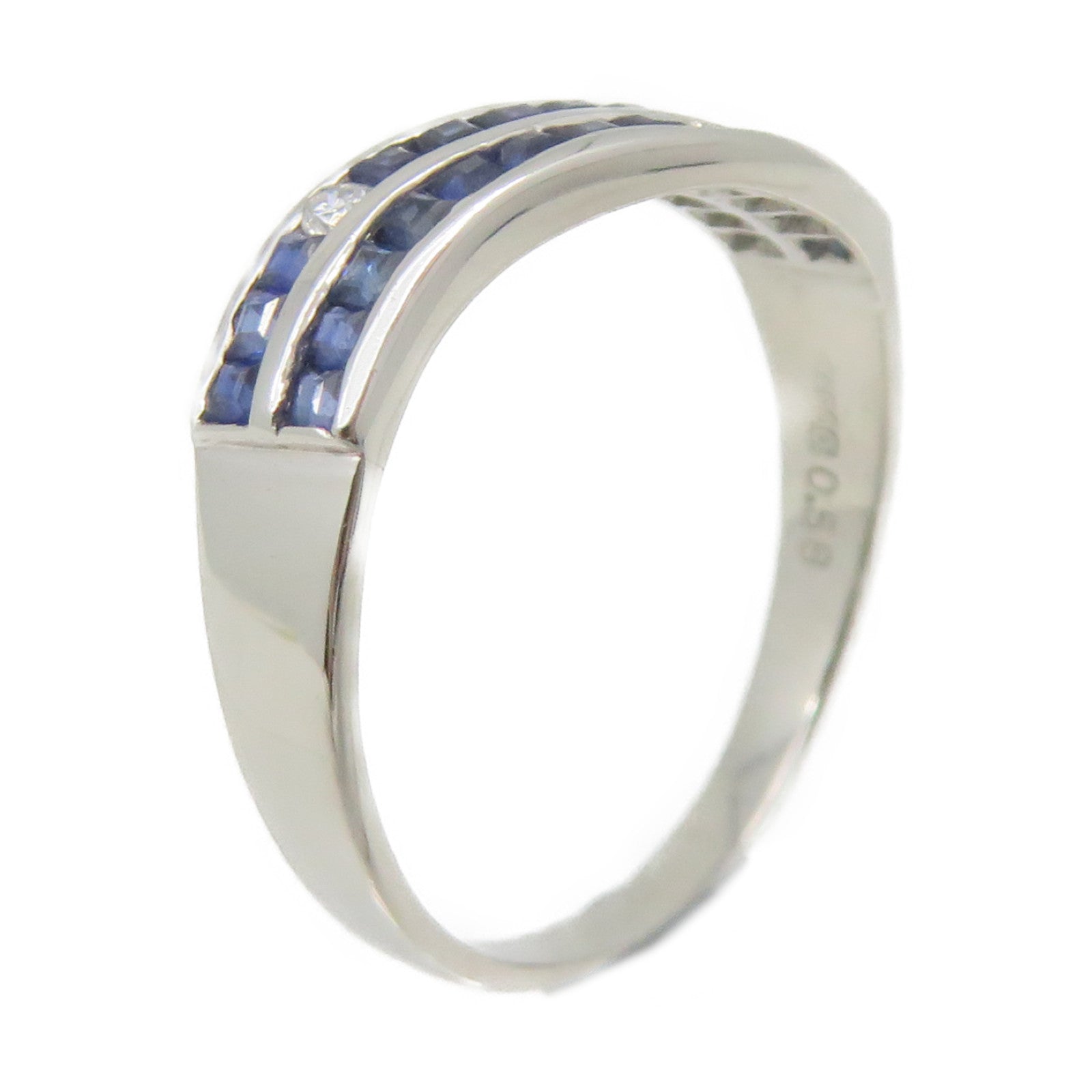 JEWELRY PT900鉑金/0.58ct藍寶石/0.04ct鑽石Sapphire Ring戒指US#6.75 – Brand Off Hong Kong Online Store