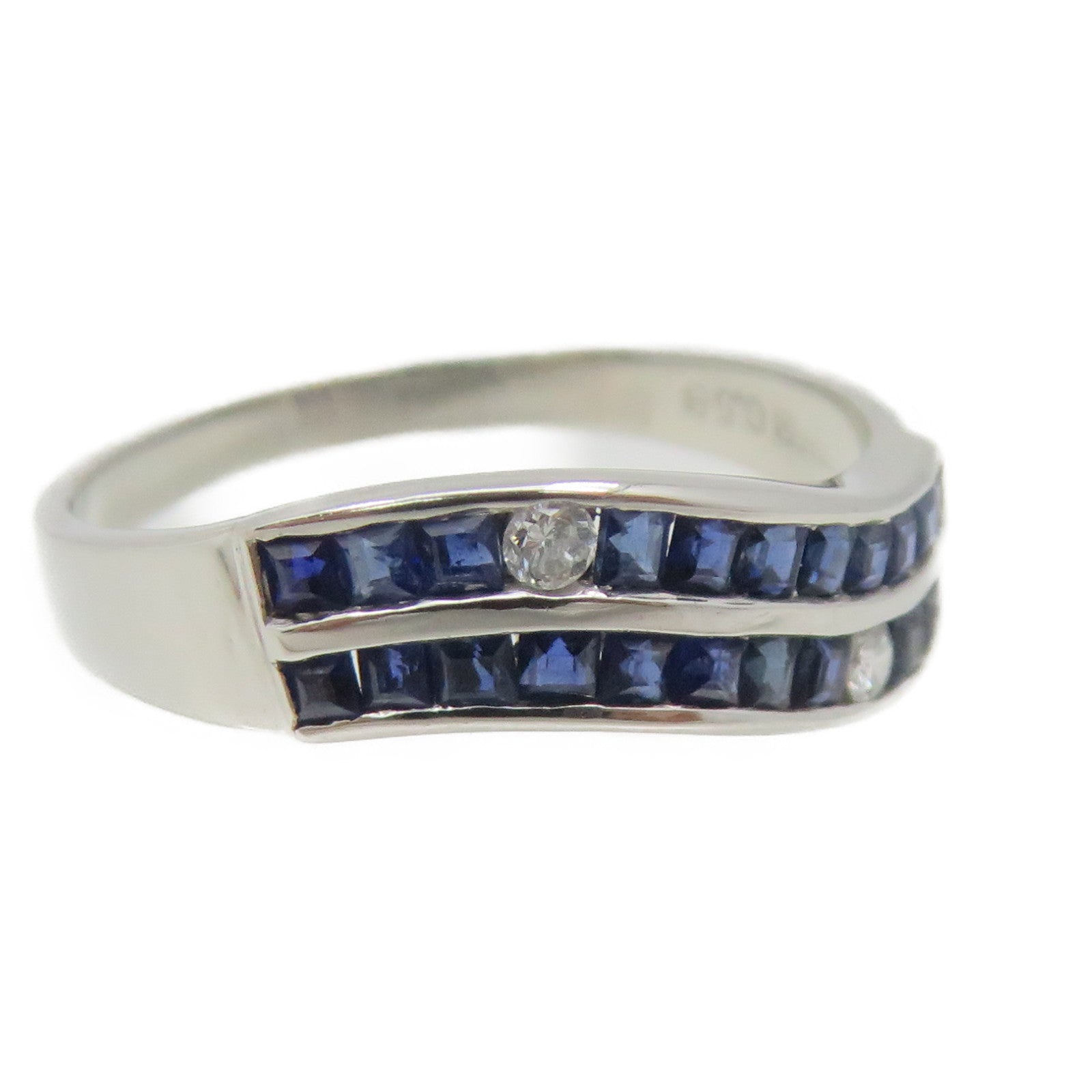 JEWELRY PT900鉑金/0.58ct藍寶石/0.04ct鑽石Sapphire Ring戒指US#6.75 – Brand Off Hong Kong Online Store