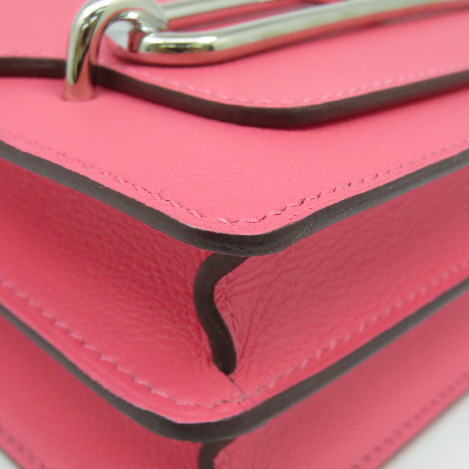 HERMES Evercolor Leather Mini Roulis Silver Buckle Chain Shoulder Bag ...