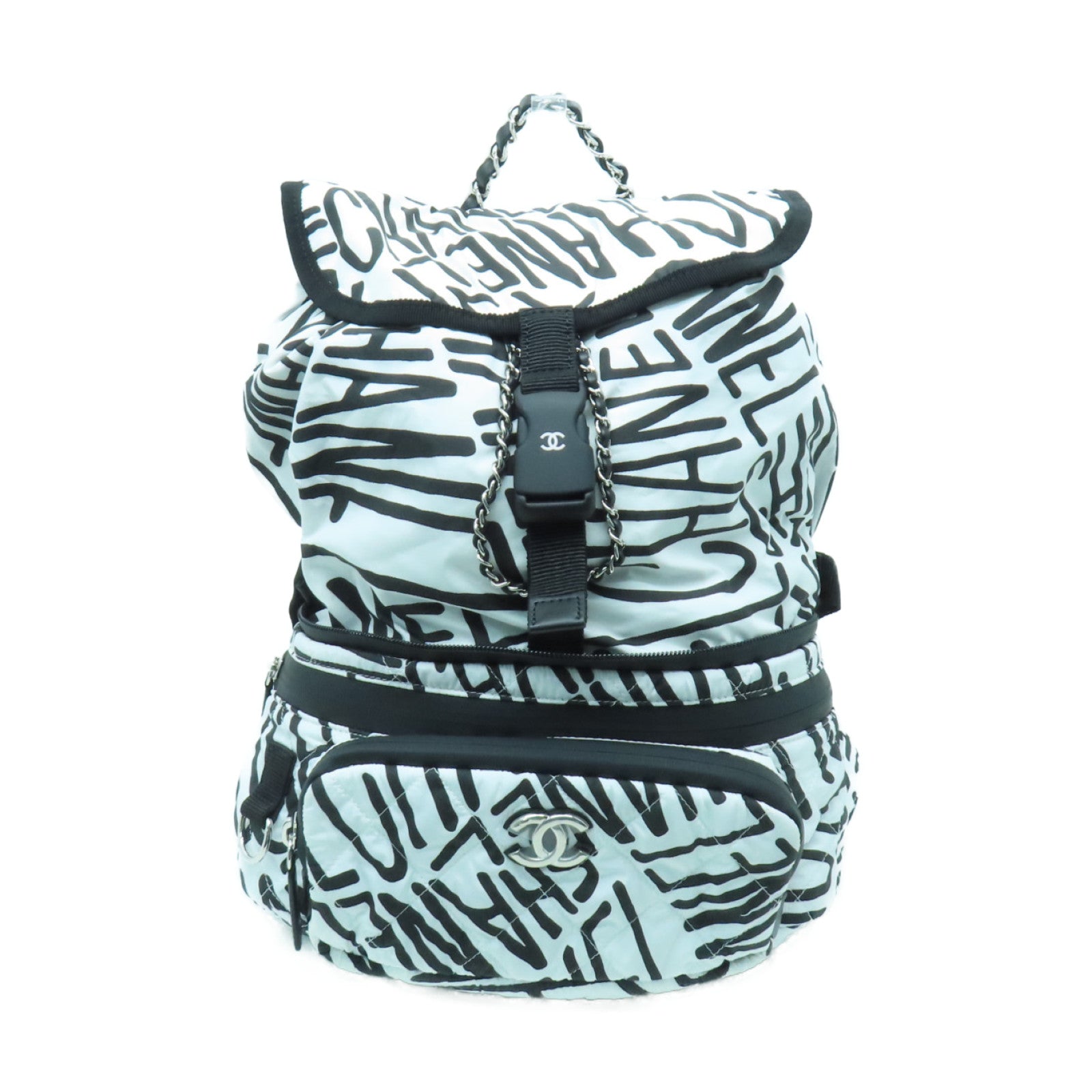 CHANEL 尼龍Coco Neige Convertible Flap銀扣背包黑色/白色 – Brand Off Hong Kong ...