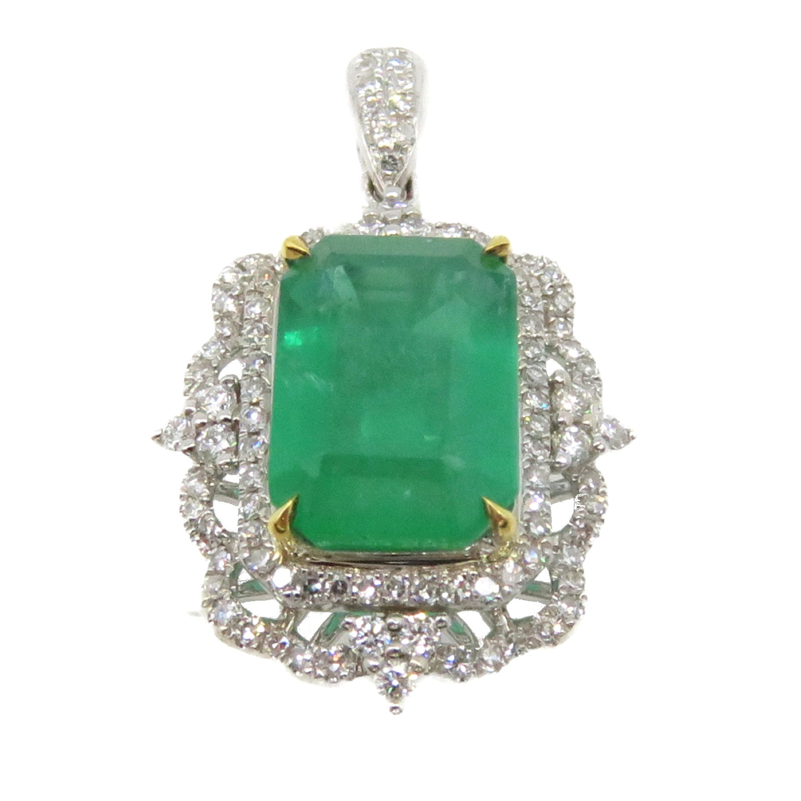 JEWELRY [Sharp Discount] 18K White Gold/2.92ct Emerald/Diamond Emerald ...