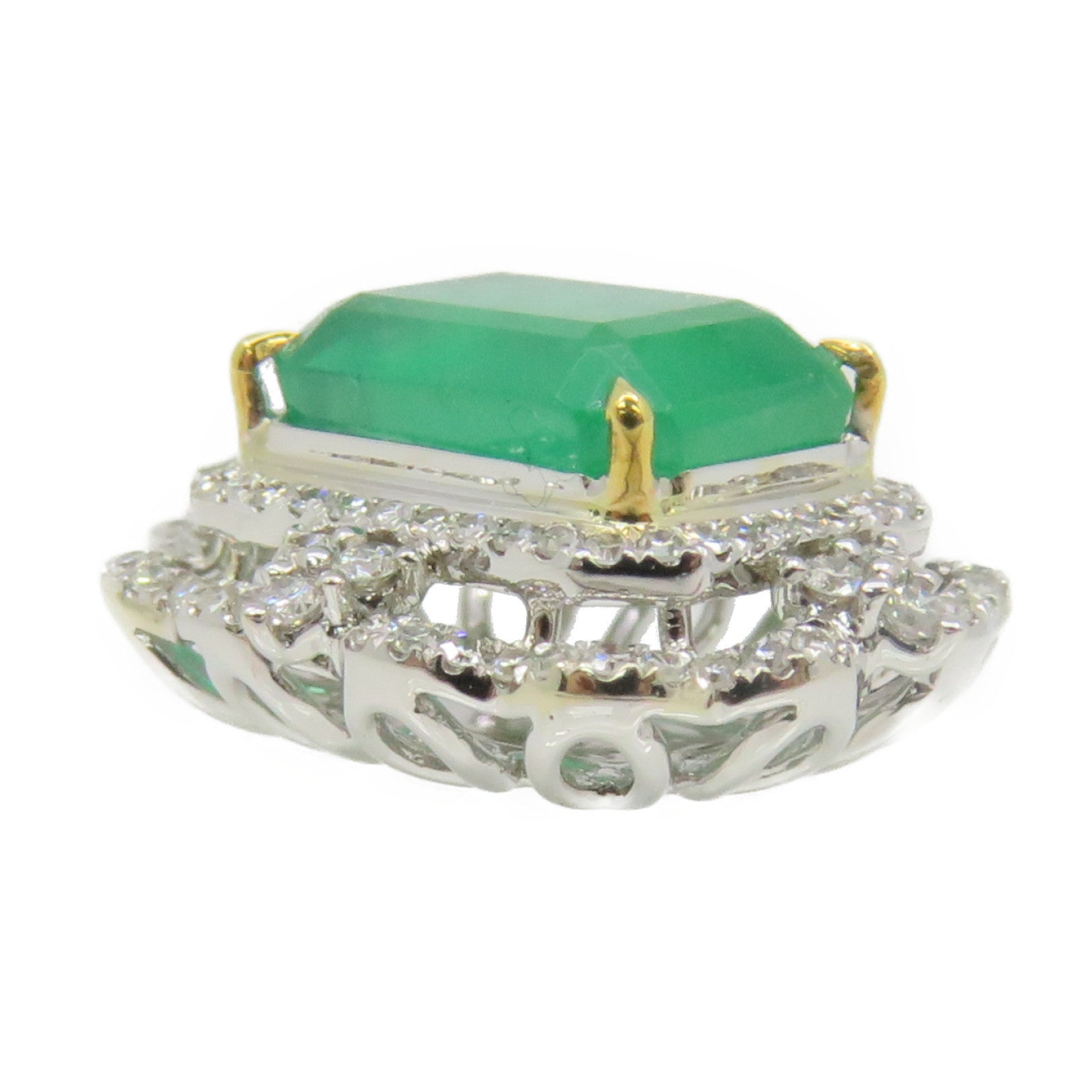JEWELRY [Sharp Discount] 18K White Gold/2.92ct Emerald/Diamond Emerald ...