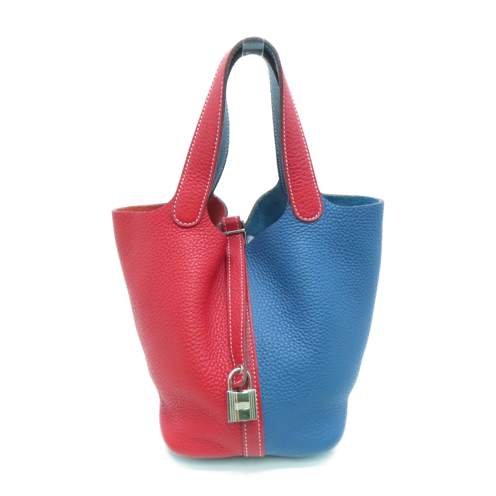 HERMES Clemence皮革Picotin PM Bucket Tote銀扣手挽袋紅色/藍色7A Q5 – Brand Off Hong ...