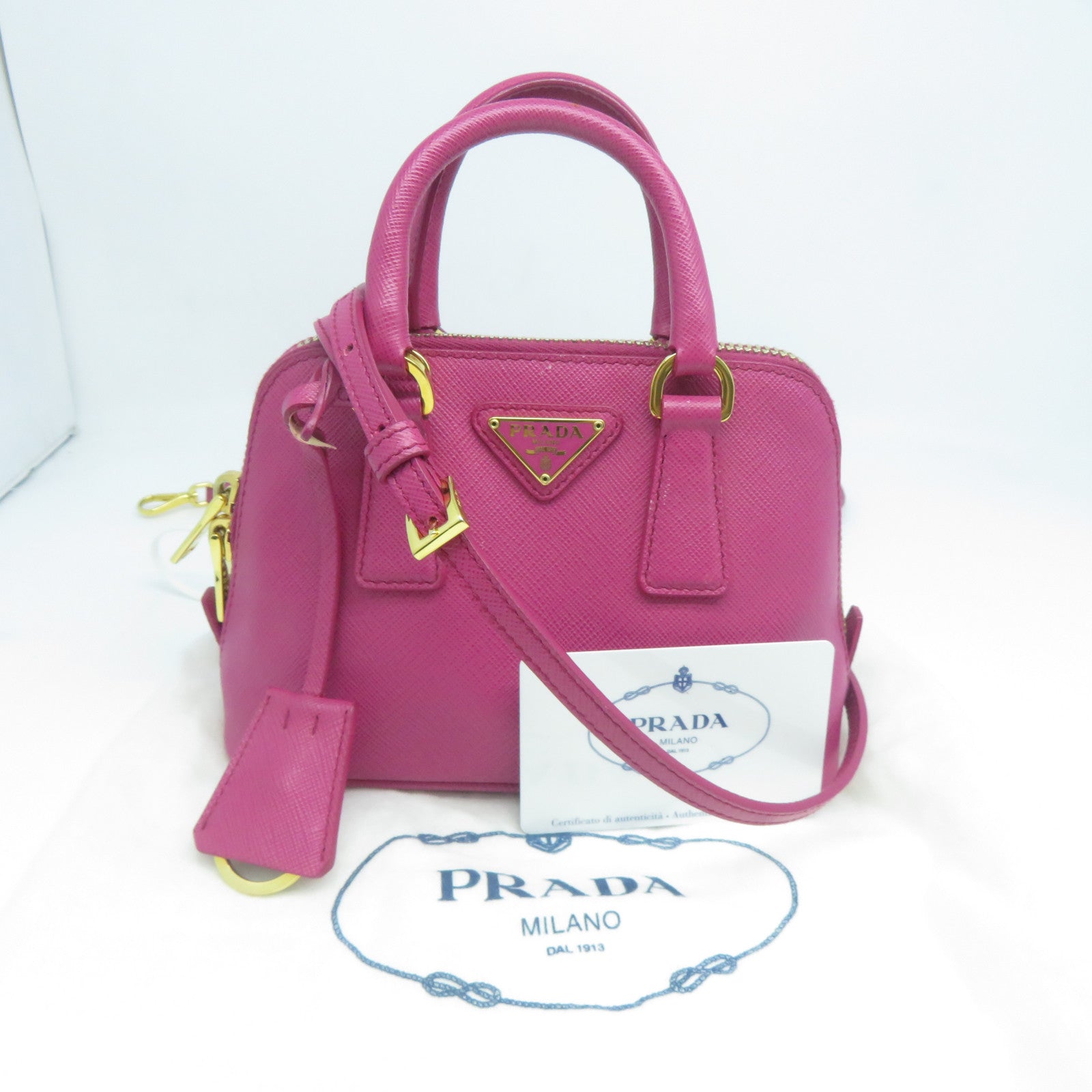 PRADA 牛皮皮革2 Way Shoulder金扣手挽肩背兩用袋粉紅色 – Brand Off Hong Kong Online Store