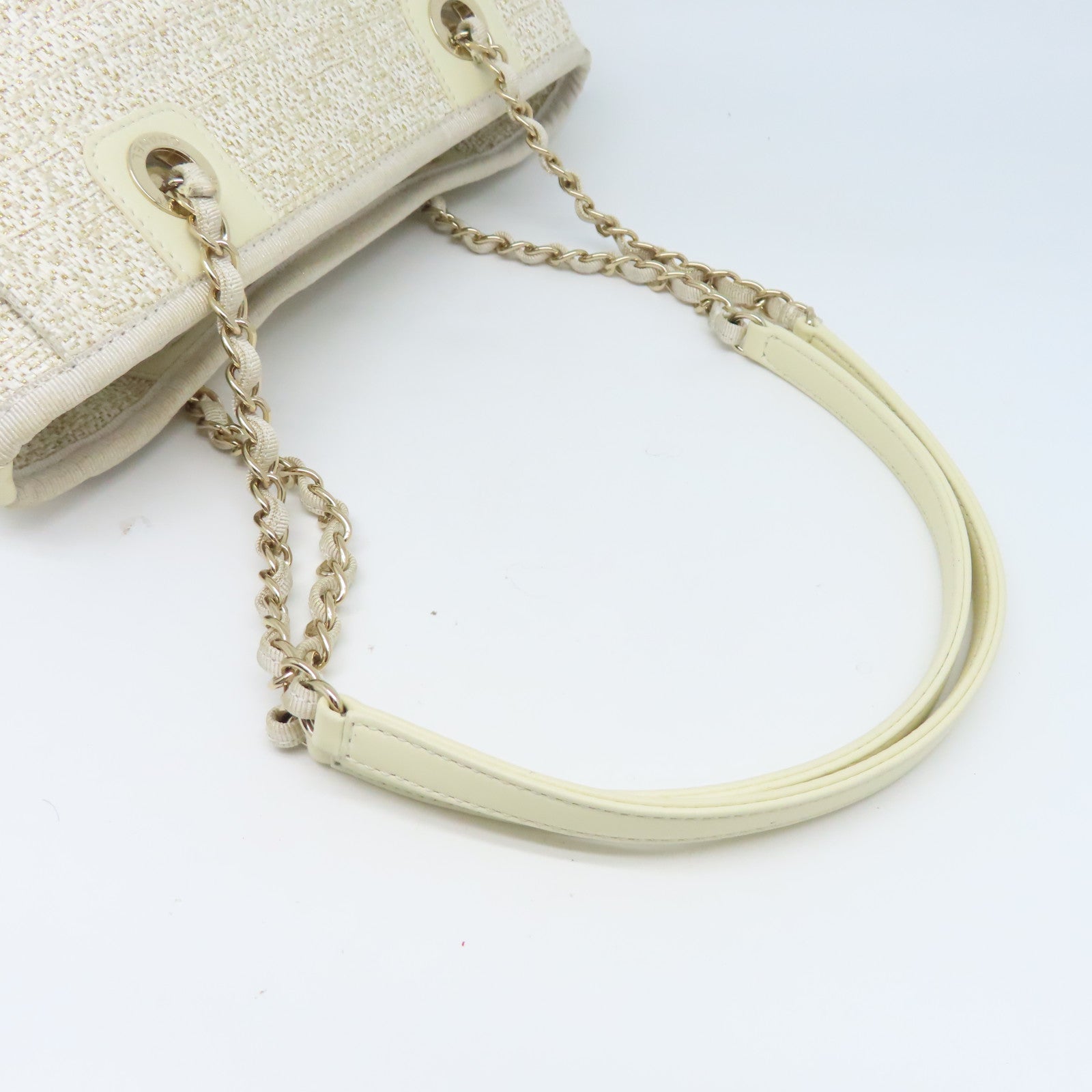 CHANEL 帆布Totebag Canvas金扣鏈帶手挽袋白色 – Brand Off Hong Kong Online Store