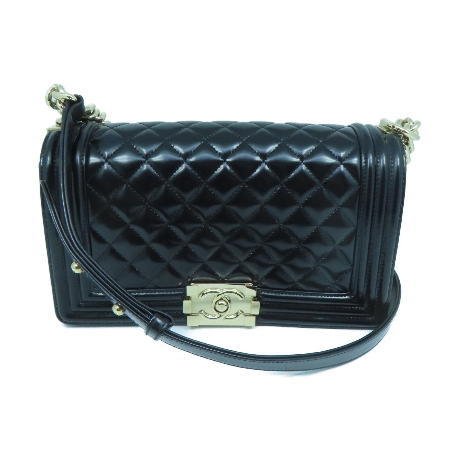 CHANEL 【激減優惠】菱格牛皮皮革Boy 25金扣鏈帶肩背袋黑色 – Brand Off Hong Kong Online Store