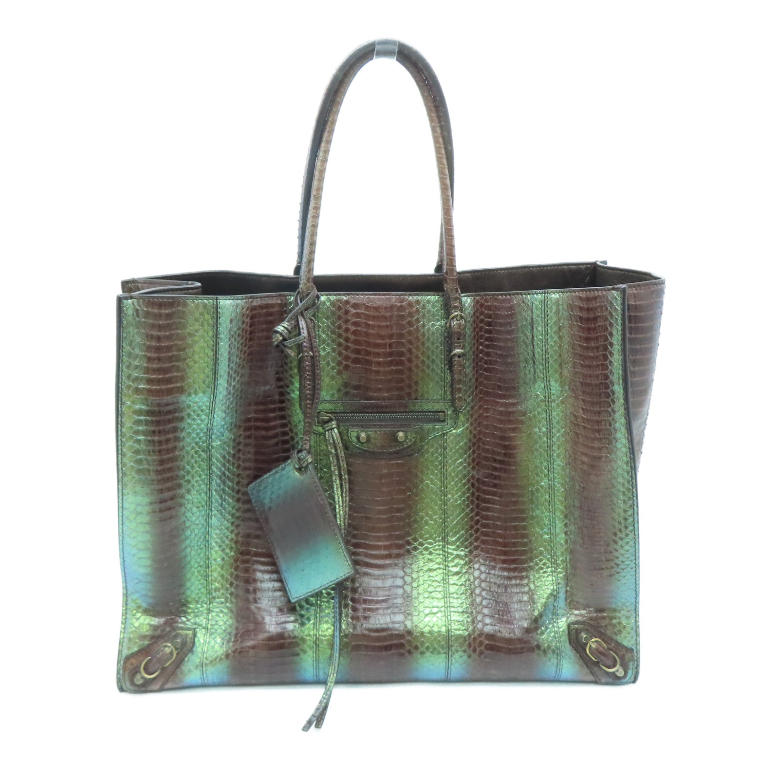 BALENCIAGA 【激減優惠】蛇皮皮革Balenciaga Pepier金扣肩背袋啡色 – Brand Off Hong Kong ...