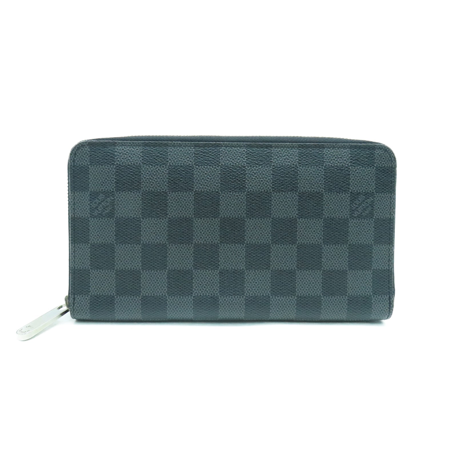 LOUIS VUITTON Damier Graphite Zipper Long Wallet Silver Buckle Long Wa ...