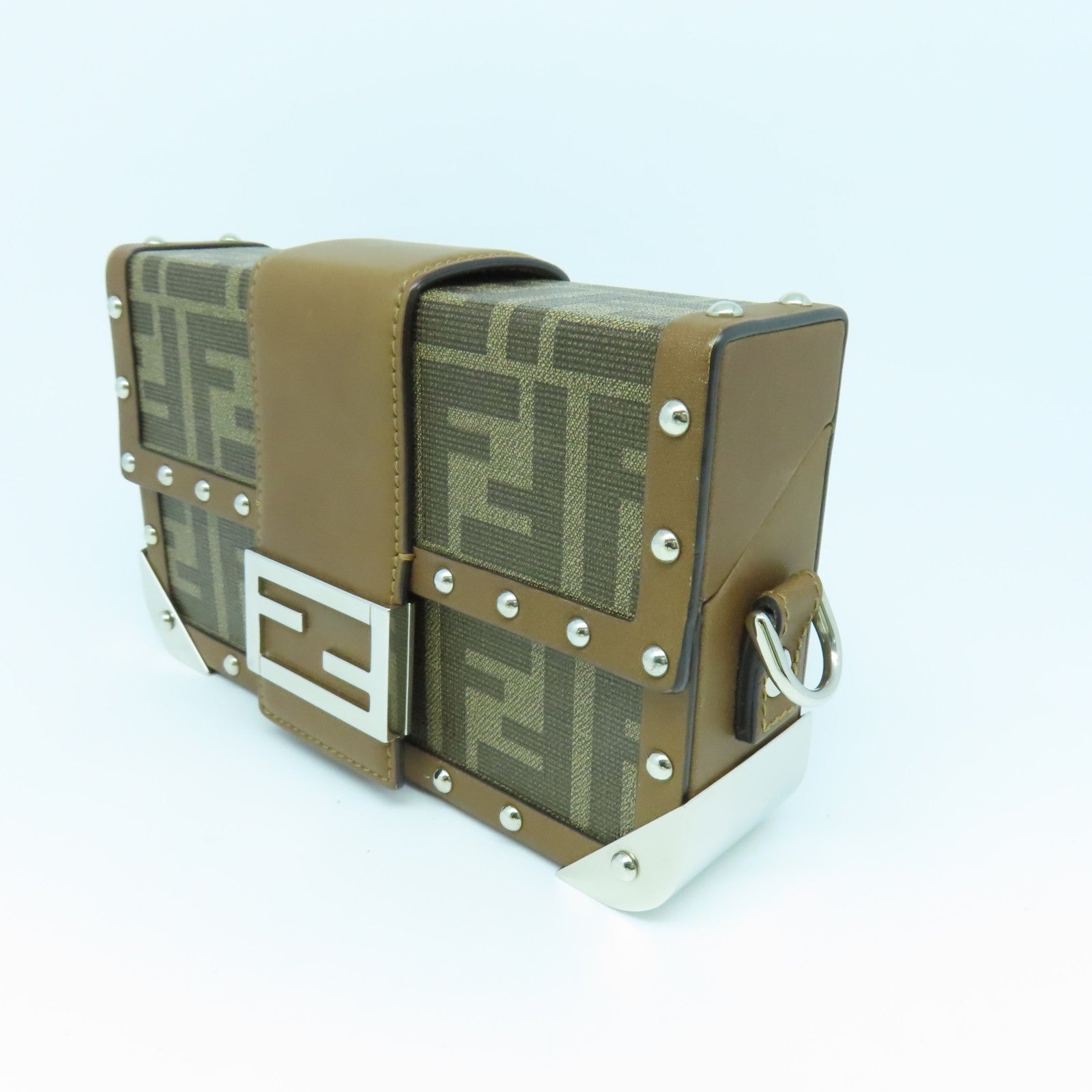 FENDI 牛皮皮革Baguette Trunk Mini Bag銀扣肩背袋肩背袋啡色 – Brand Off Hong Kong ...