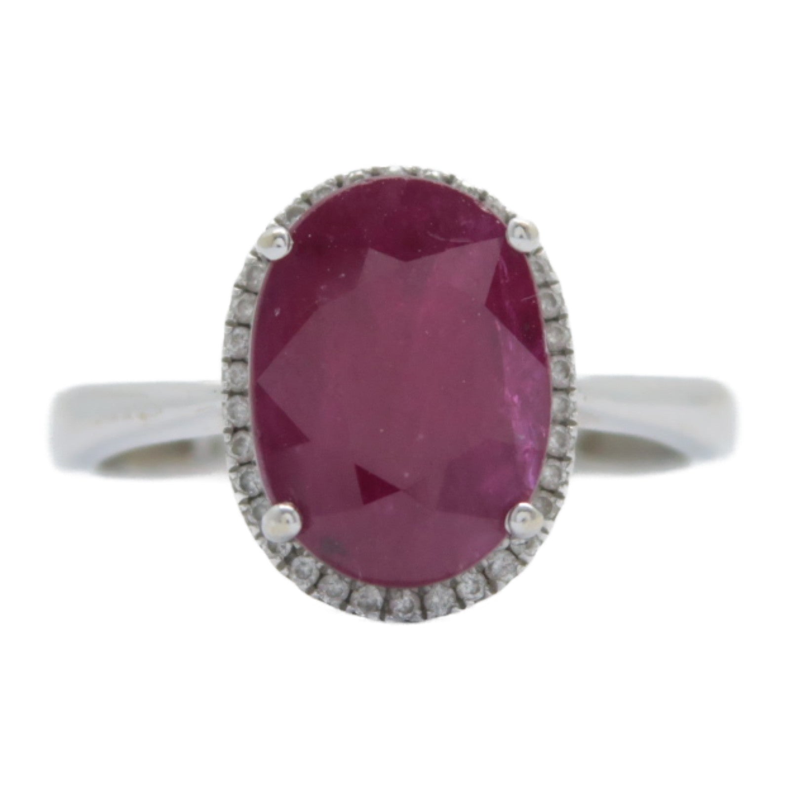 JEWELRY 18K白金Ruby/Diamond Ring 3.94ct紅寶石/0.11ct鑽石戒指US#6.5 – Brand Off ...