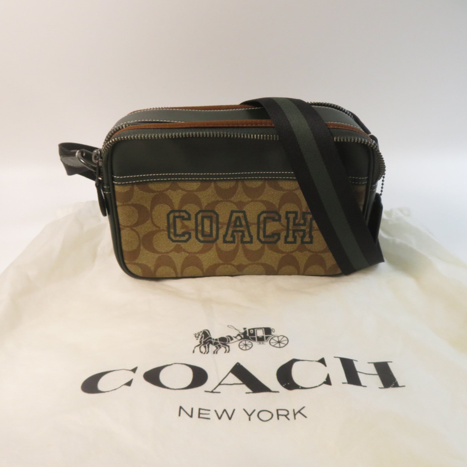 COACH PVC塗層帆布Shoulder Bag肩背袋啡色/綠色 – Brand Off Hong Kong Online Store