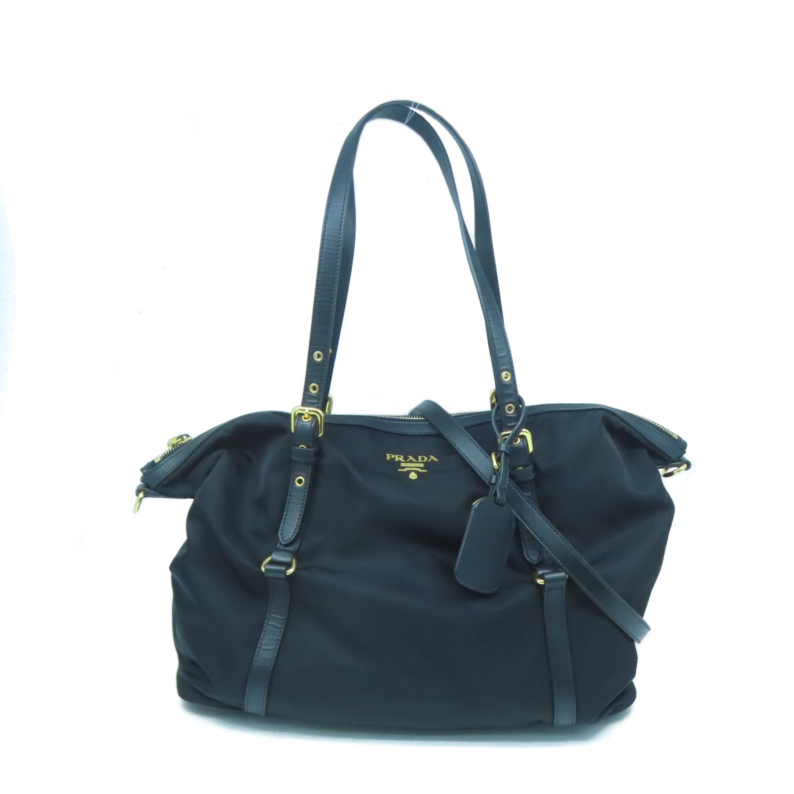 PRADA 尼龍2 Way Shoulder Bag金扣手挽肩背兩用袋黑色 – Brand Off Hong Kong Online Store