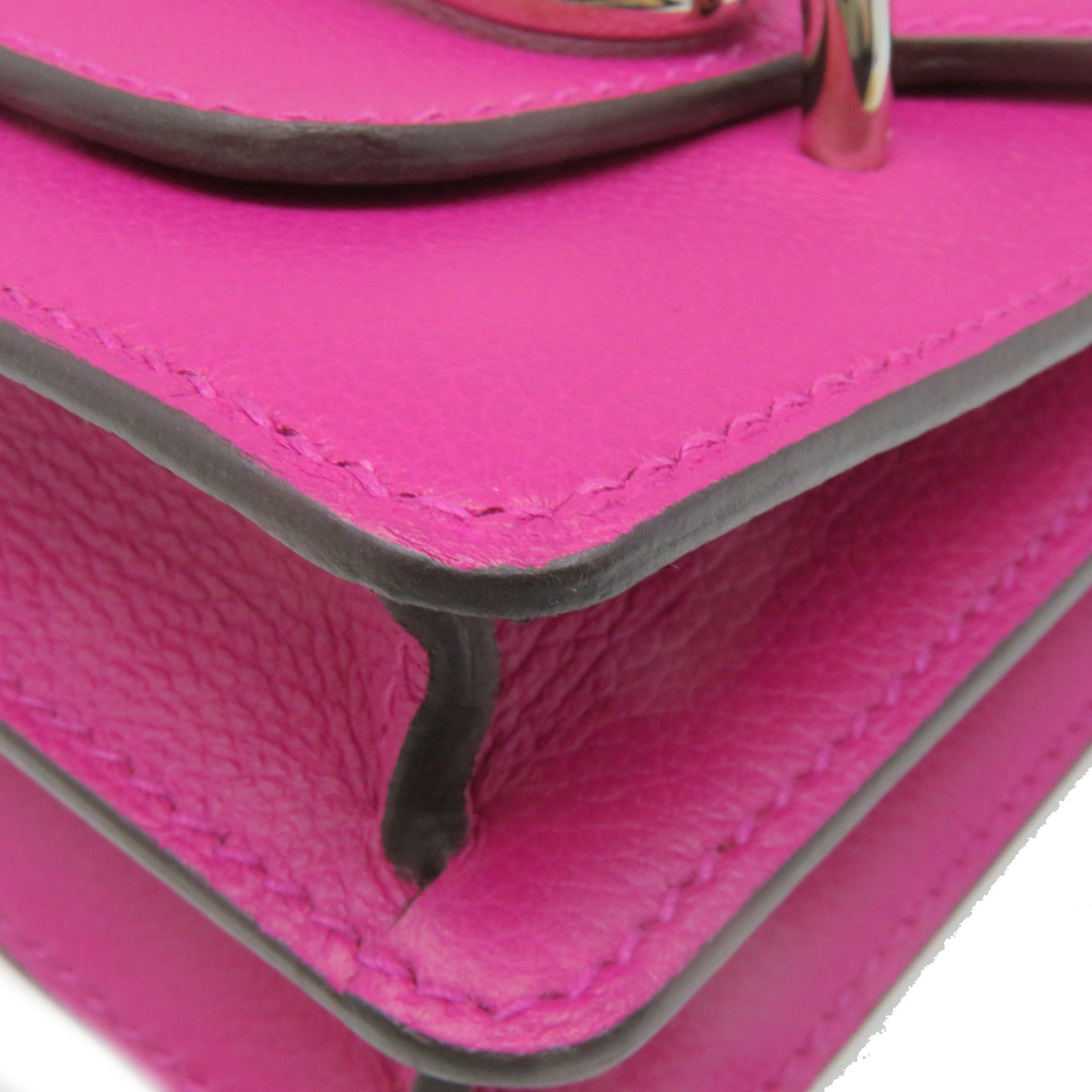 HERMES Evercolor Leather Mini Roulis Shoulder Bag Silver Buckle Should ...