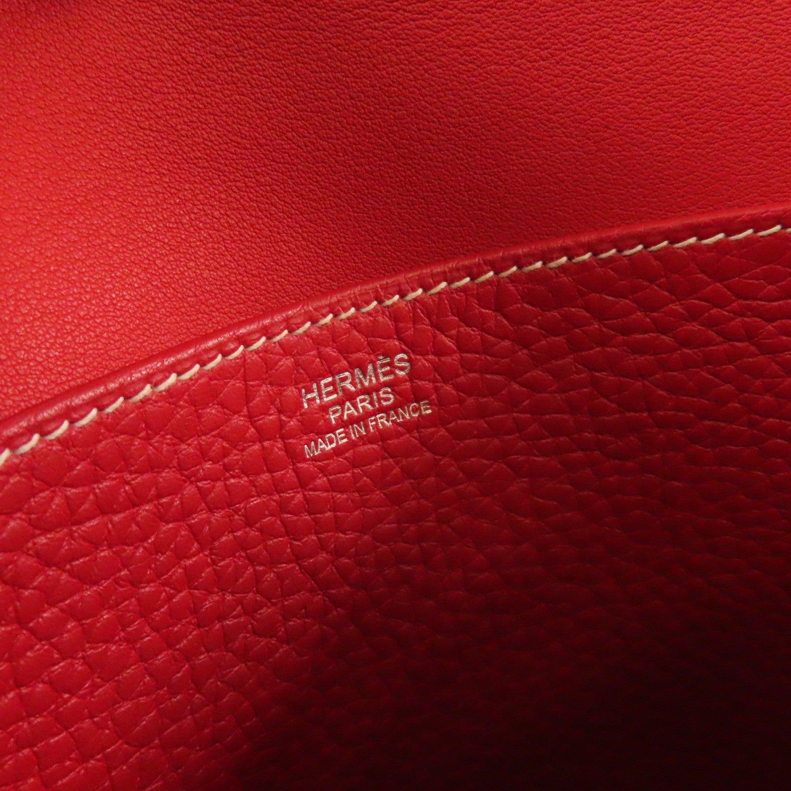 HERMES Clemence皮革Halzan 31 2Way Shoulder Bag銀扣手挽肩背兩用袋Q5 Rouge Casaque國 ...