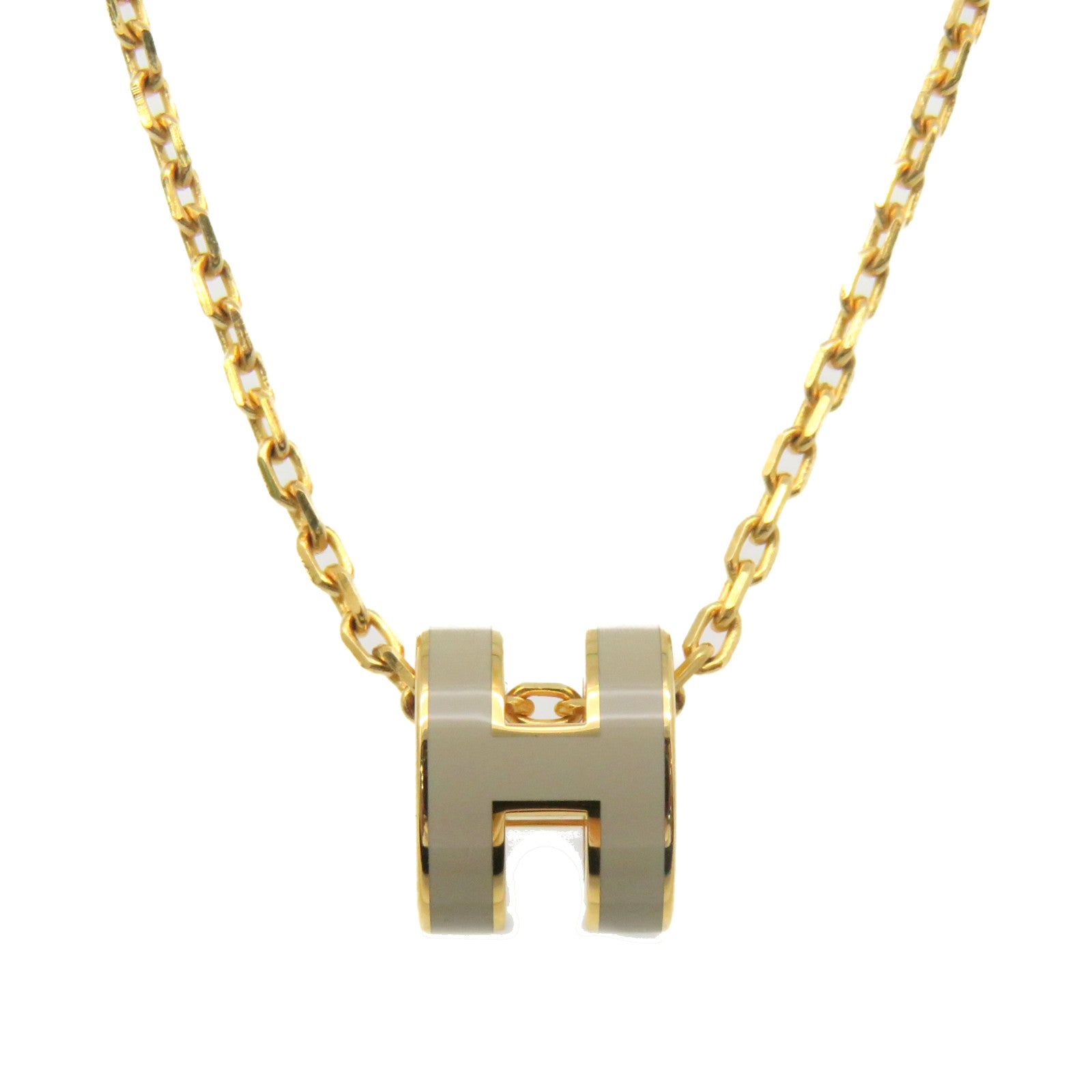 HERMES Metal Mini Pop H Necklace Chai Grey/Gold – Brand Off Hong Kong ...