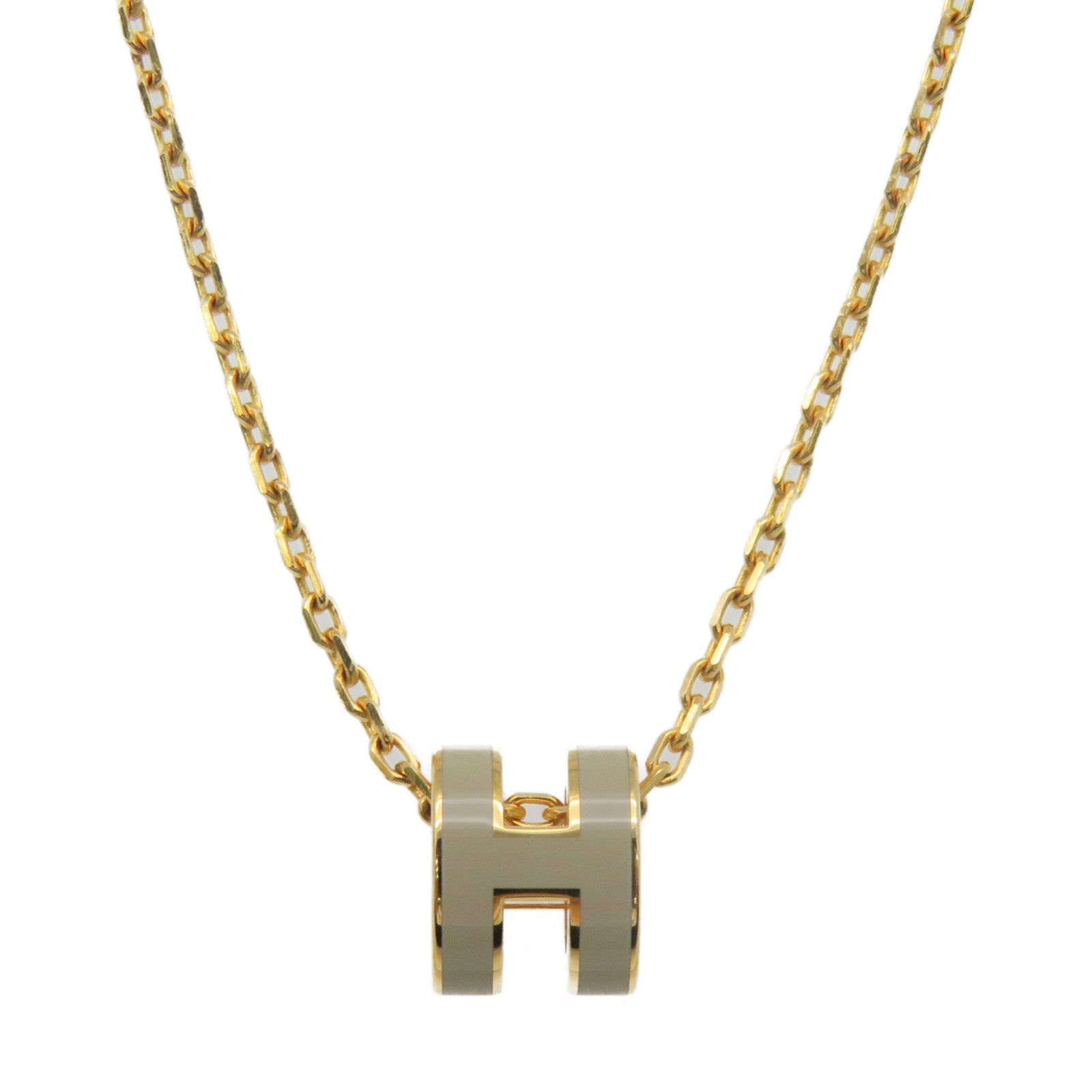 HERMES Metal Mini Pop H Necklace Chai Grey/Gold – Brand Off Hong Kong ...