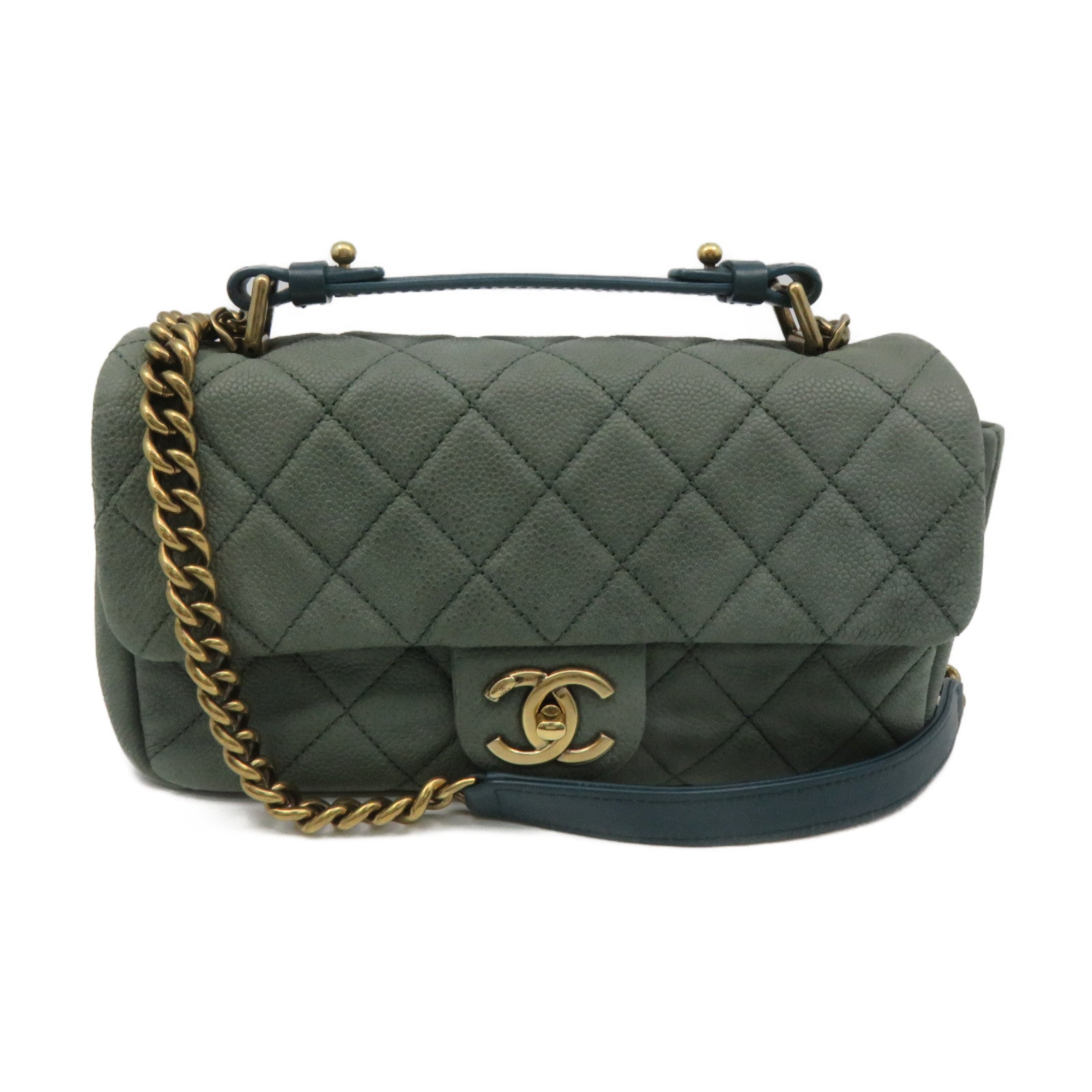 CHANEL 菱格Caviar皮革Chain Shoulder Bag金扣鏈帶手挽肩背兩用袋綠色 – Brand Off Hong Kong ...